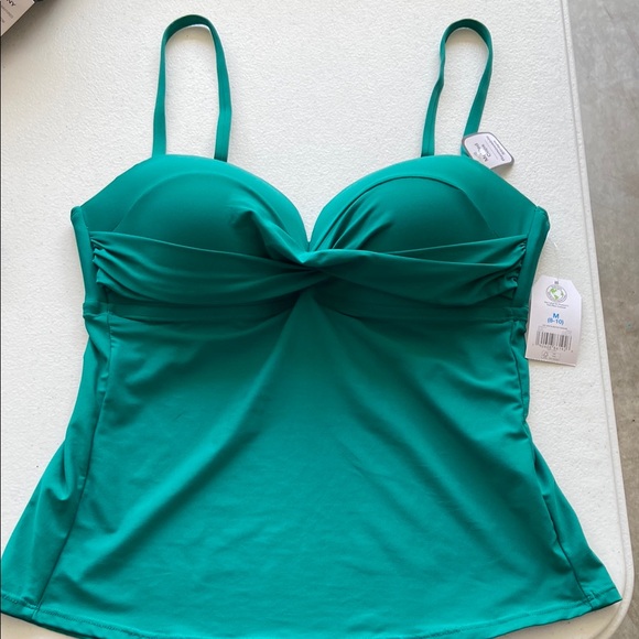 Swim | Nwt Time Tru Medium 81 Green Tankini Top | Poshmark
